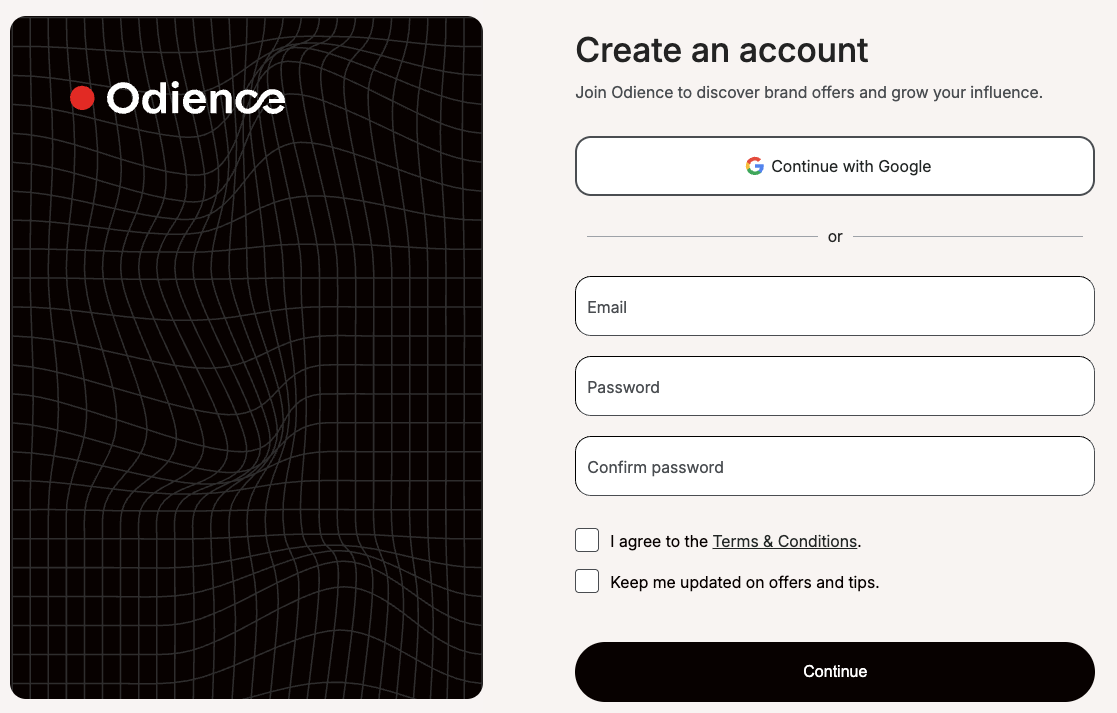 Creating an Influencer Account